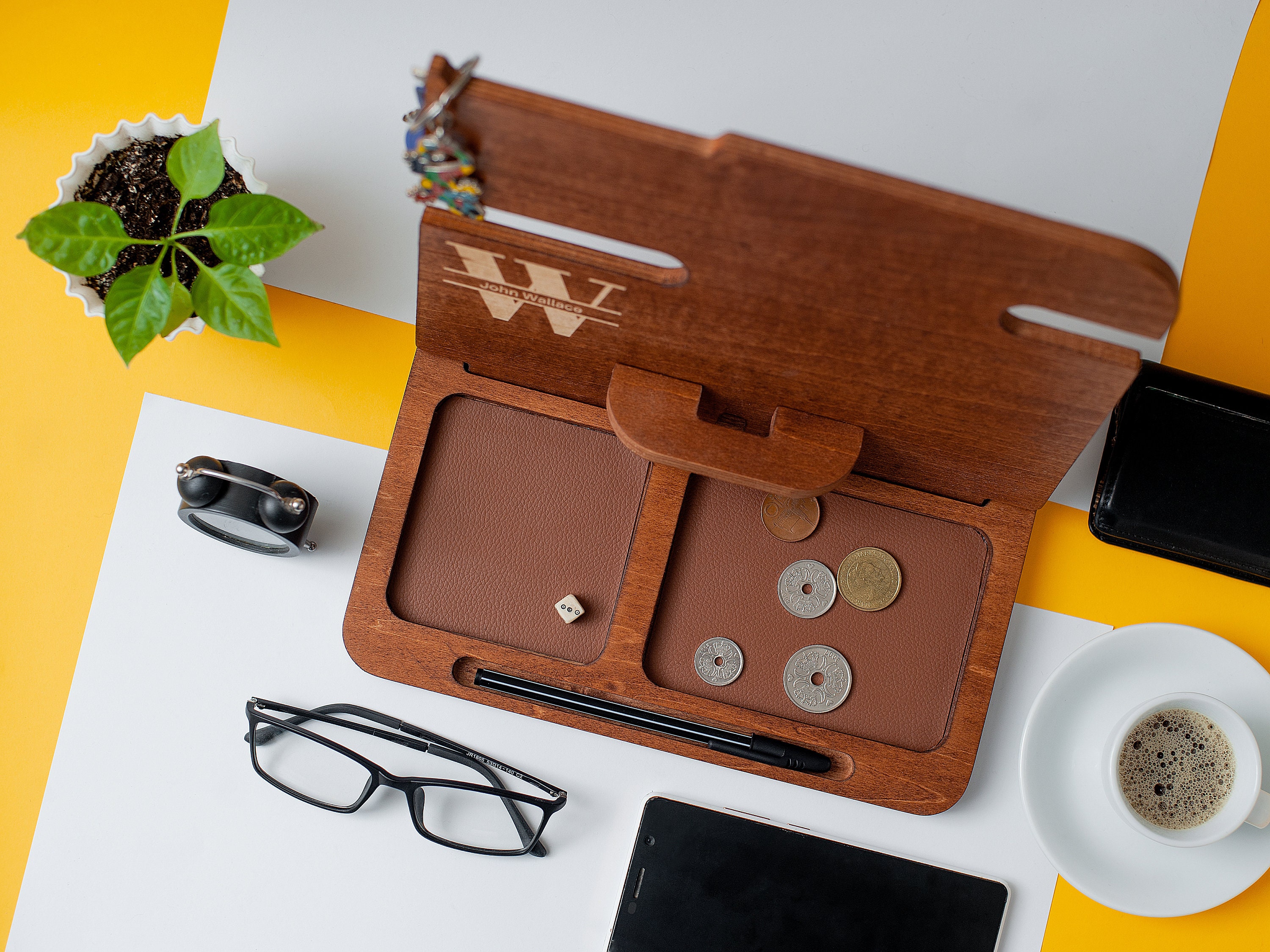 Personalised Wooden Docking Station With Neat Storage - Etsy