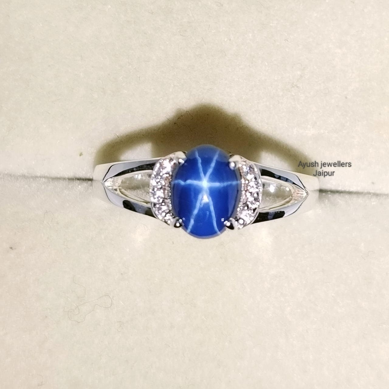 Vintage Blue Lindy Star Ring, Blue Star Sapphire Silver Ring, 925 ...