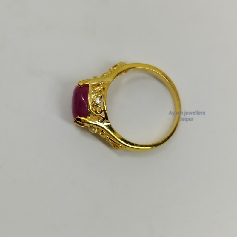 Gold Men's Pink Star Sapphire Ring, Solid 925 Sterling Silver, Pink ...