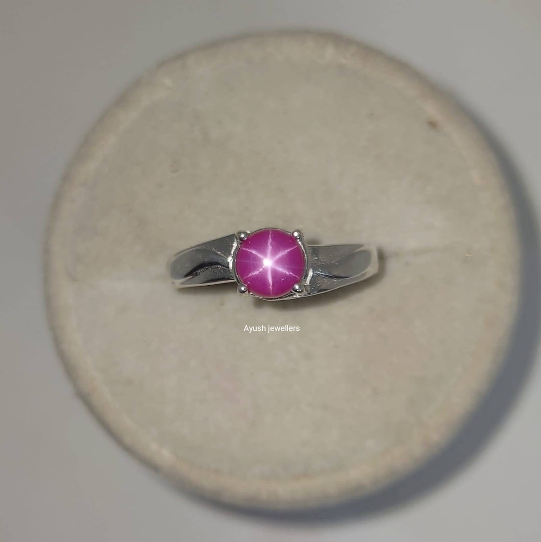 Pink Star Sapphire Ring 925 Sterling Silver Ring Lindy Star Sapphire ...