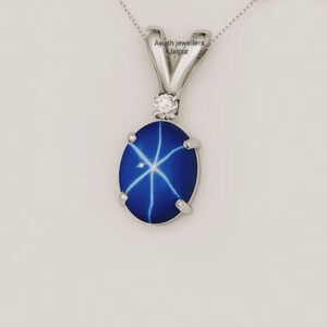 Cornflower Blue Star Sapphire Necklace Sterling Silver 925 Silver Blue ...