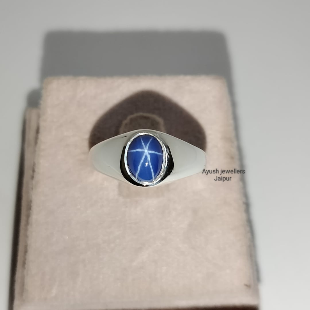 Vintage Blue Lindy Star Ring, Blue Star Sapphire Women and Men's Ring ...