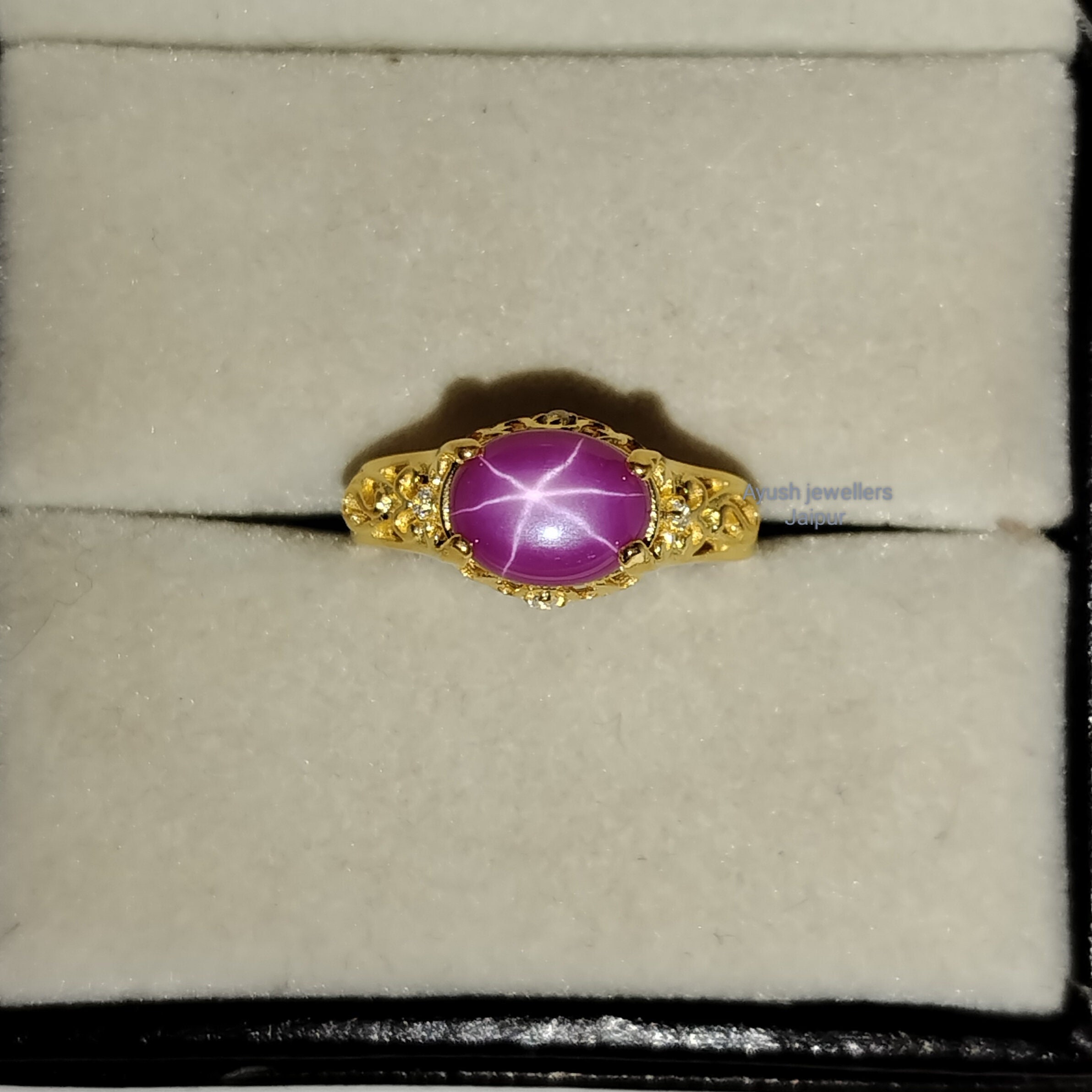 Gold Men's Pink Star Sapphire Ring, Solid 925 Sterling Silver, Pink ...