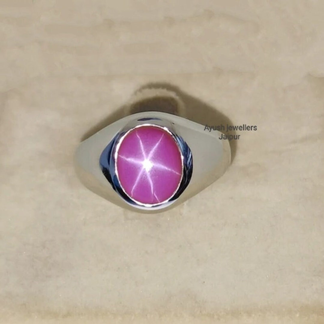 Vintage Pink Star Ring, Pink Star Sapphire Women and Men's Ring 925 ...