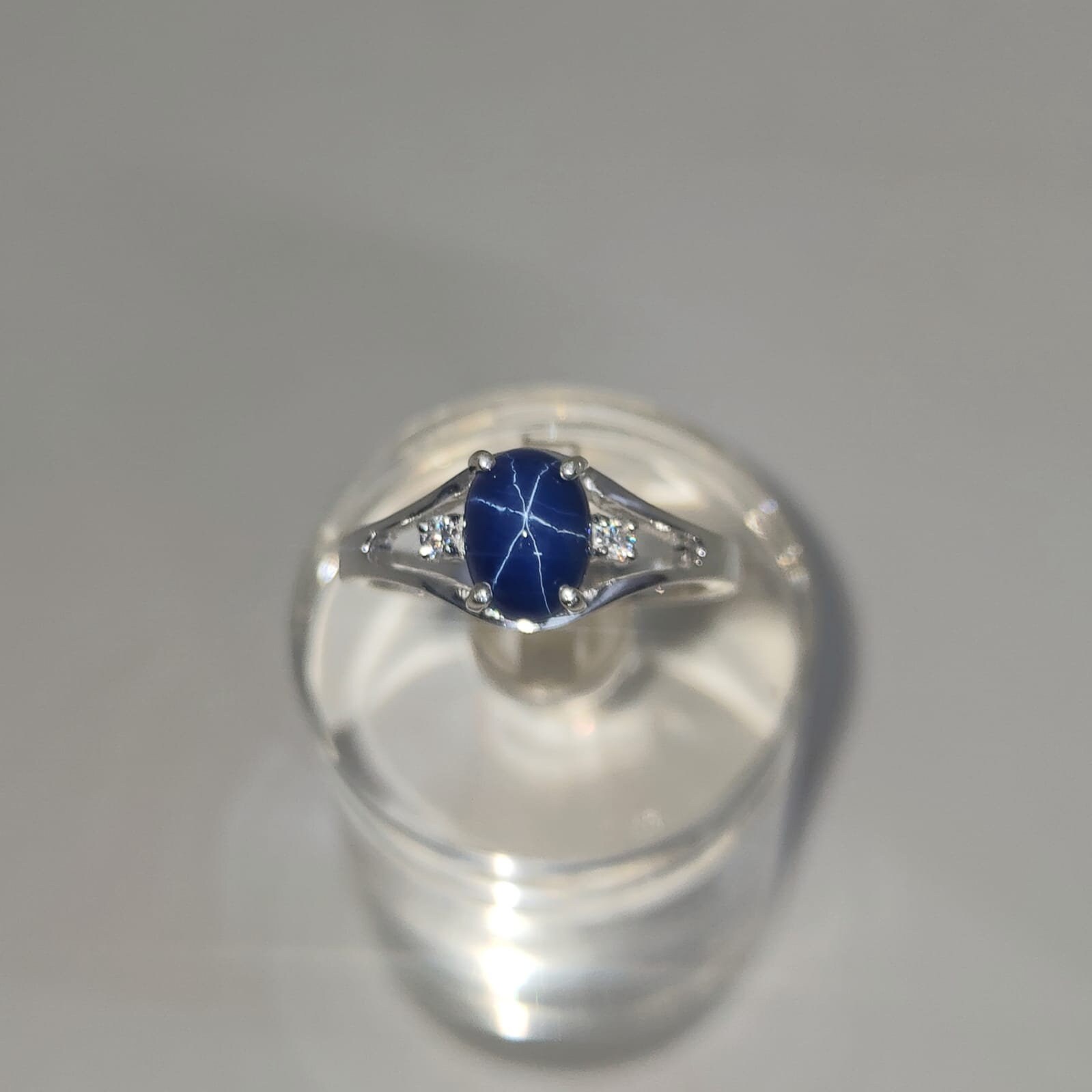Vintage Blue Lindy Star Ring, Blue Star Sapphire Silver Ring, 925 ...