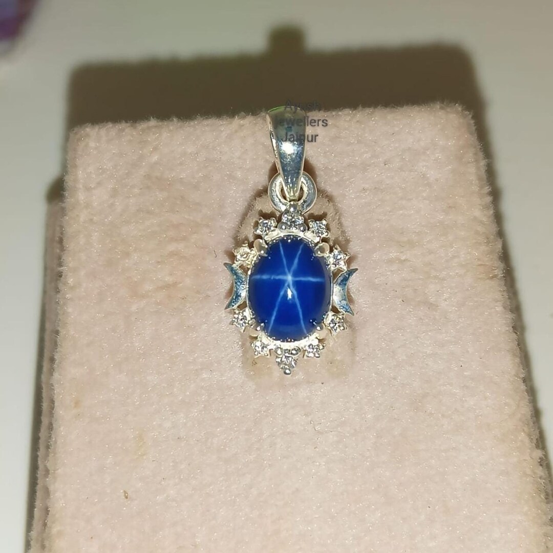 Cornflower Blue Star Sapphire Sterling Silver Pendant Necklace - Etsy