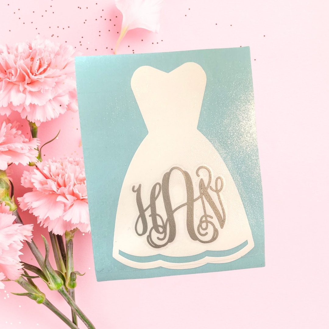 Bridal Gown Monogram Vinyl Decal, Custom Bride Decal, Wedding Decal ...