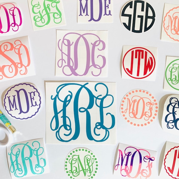 Monogram Vinyl Decal - Etsy