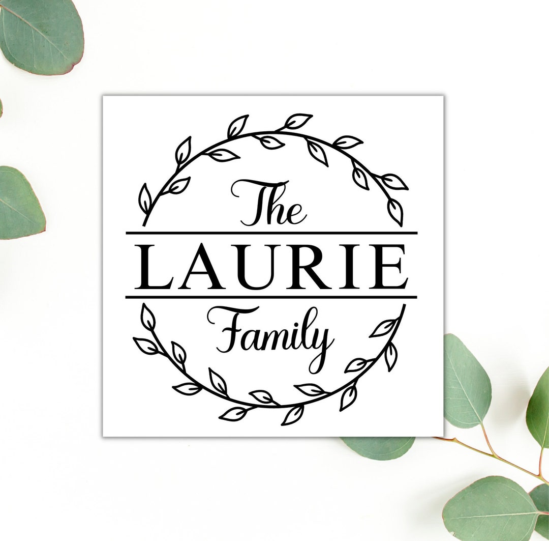 Last Name Vinyl Decal Sticker, DIY Sign, Last Name Wreath Sign, Family ...