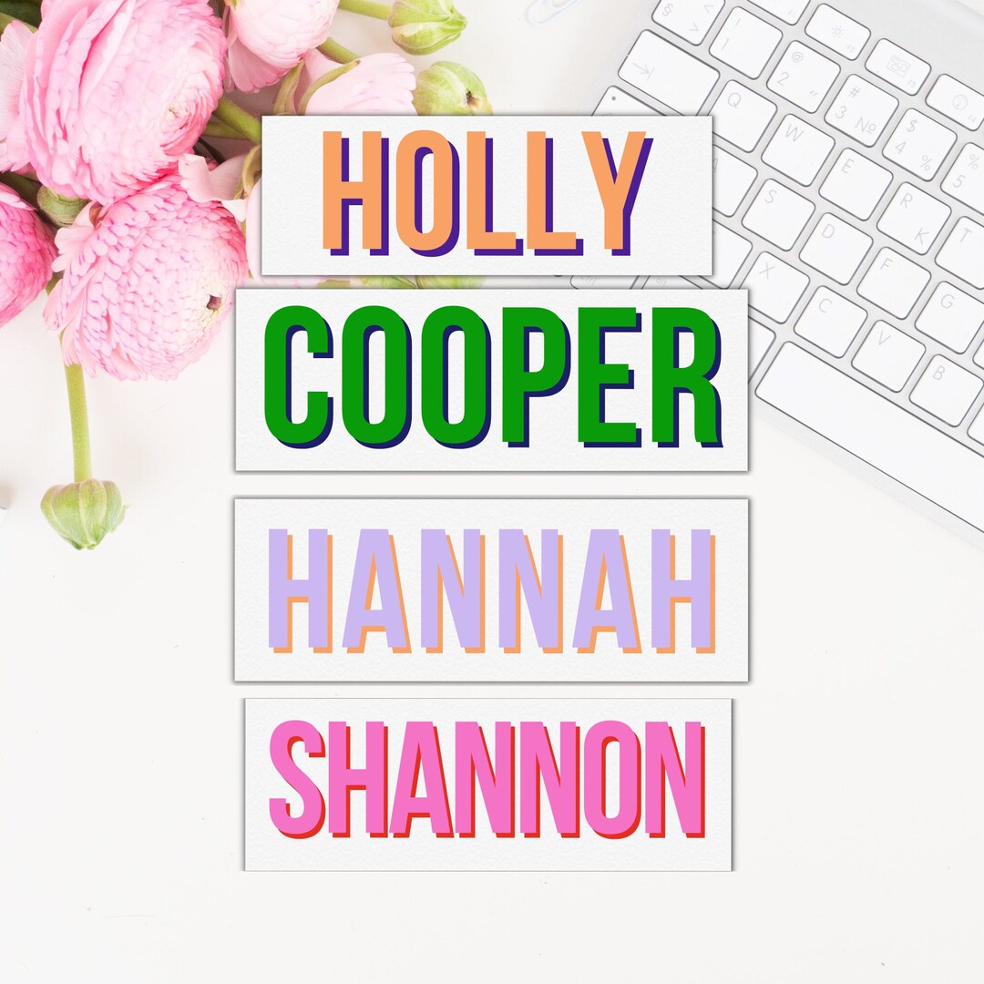 Shadow Double Layer Name Vinyl Decal, Preppy Bold Decal, Laptop Decal ...