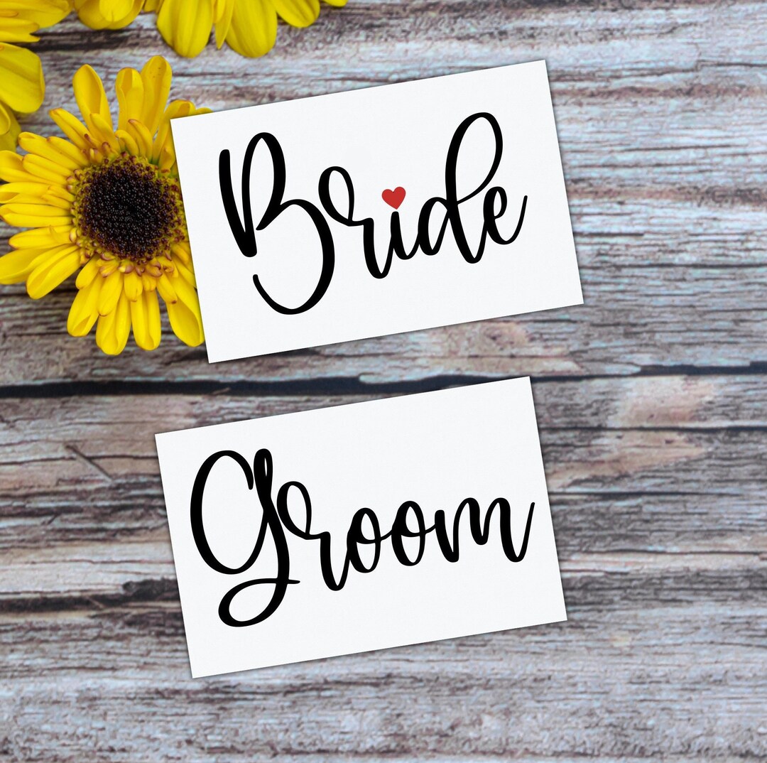 Duo Bride and Groom Vinyl Decal, Bride Car Decal, Groom Decal, Laptop ...