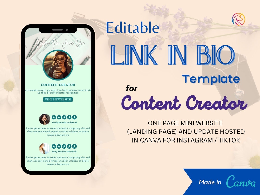 Editable Link in Bio Template Instagram Website Tiktok Landing Page ...