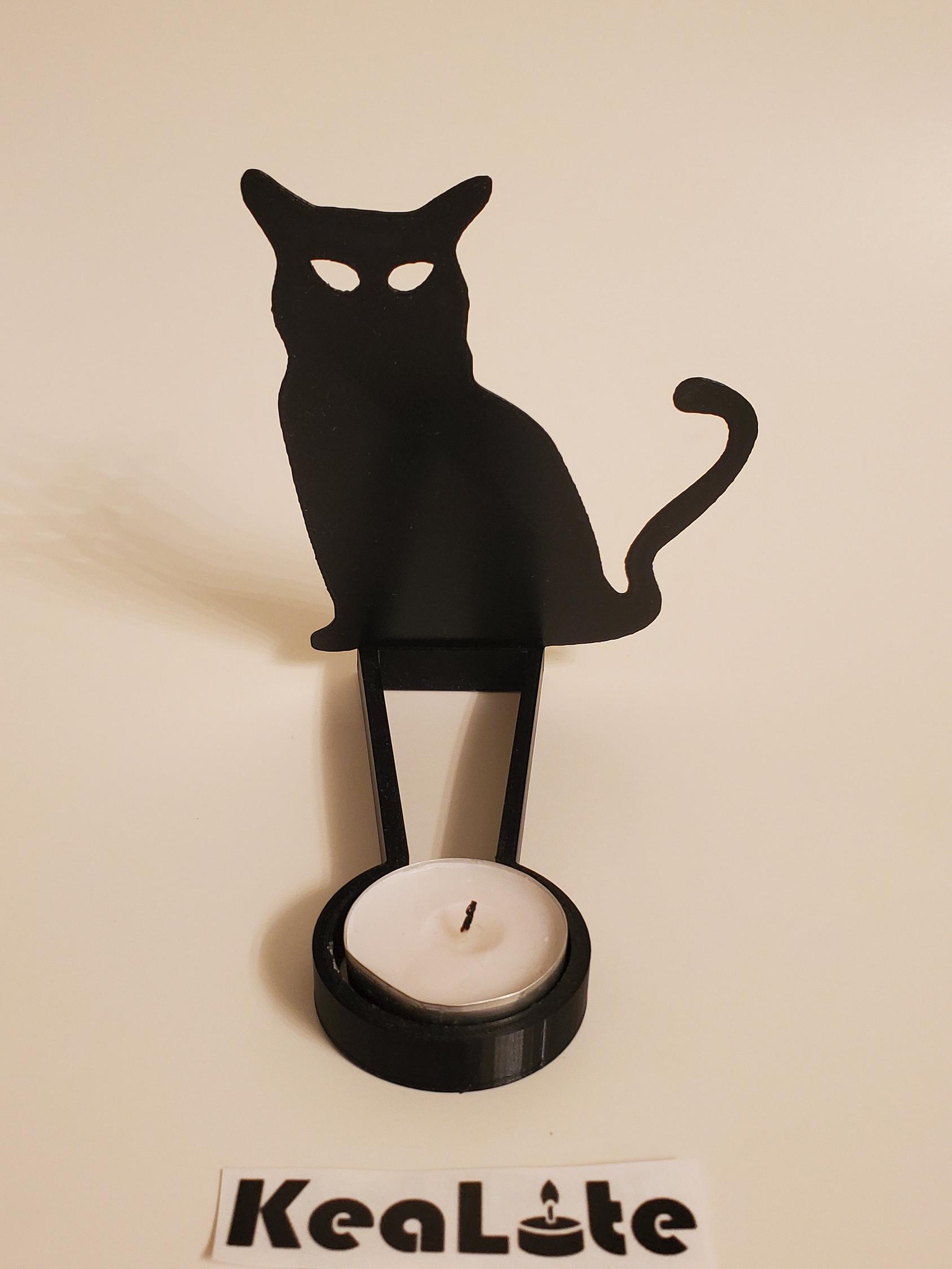 Kealite Black Cat/yule Cat Shadow Caster (tealight Candle Sold ...