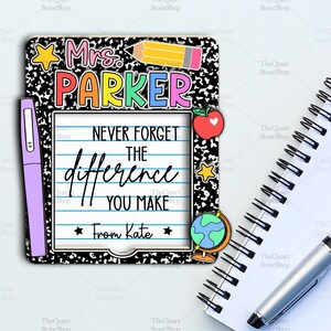 Composition Book Name Teacher Sticky Note Holder, 3 Layered 3D Wood ...