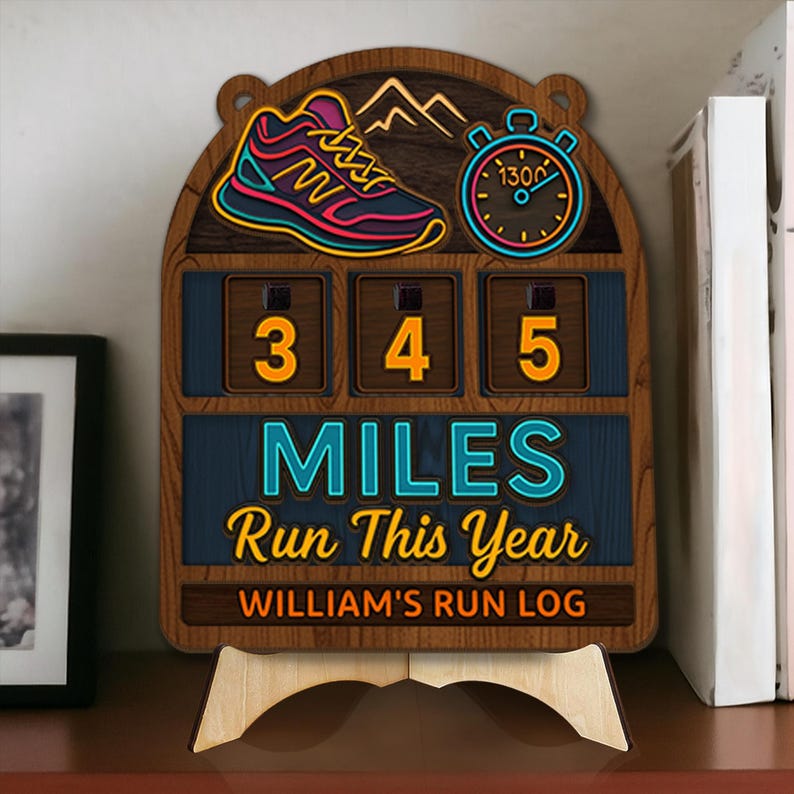 Running Miles Tracker Sign, Personalized Run Log Board, Custom Runner ...