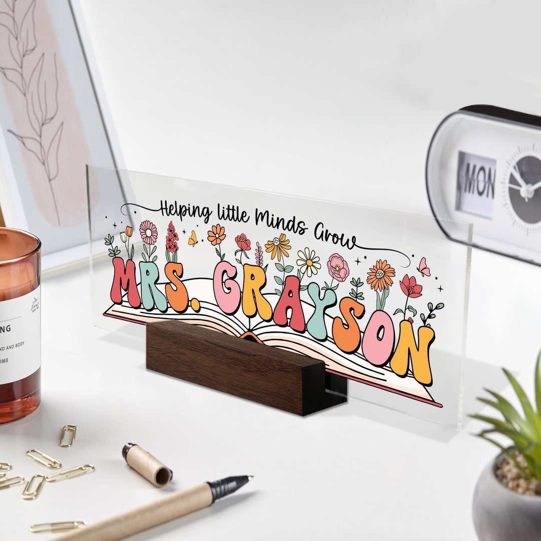Personalized Teacher Acrylic Desk Plaque, Teacher Room Decor, Teacher ...
