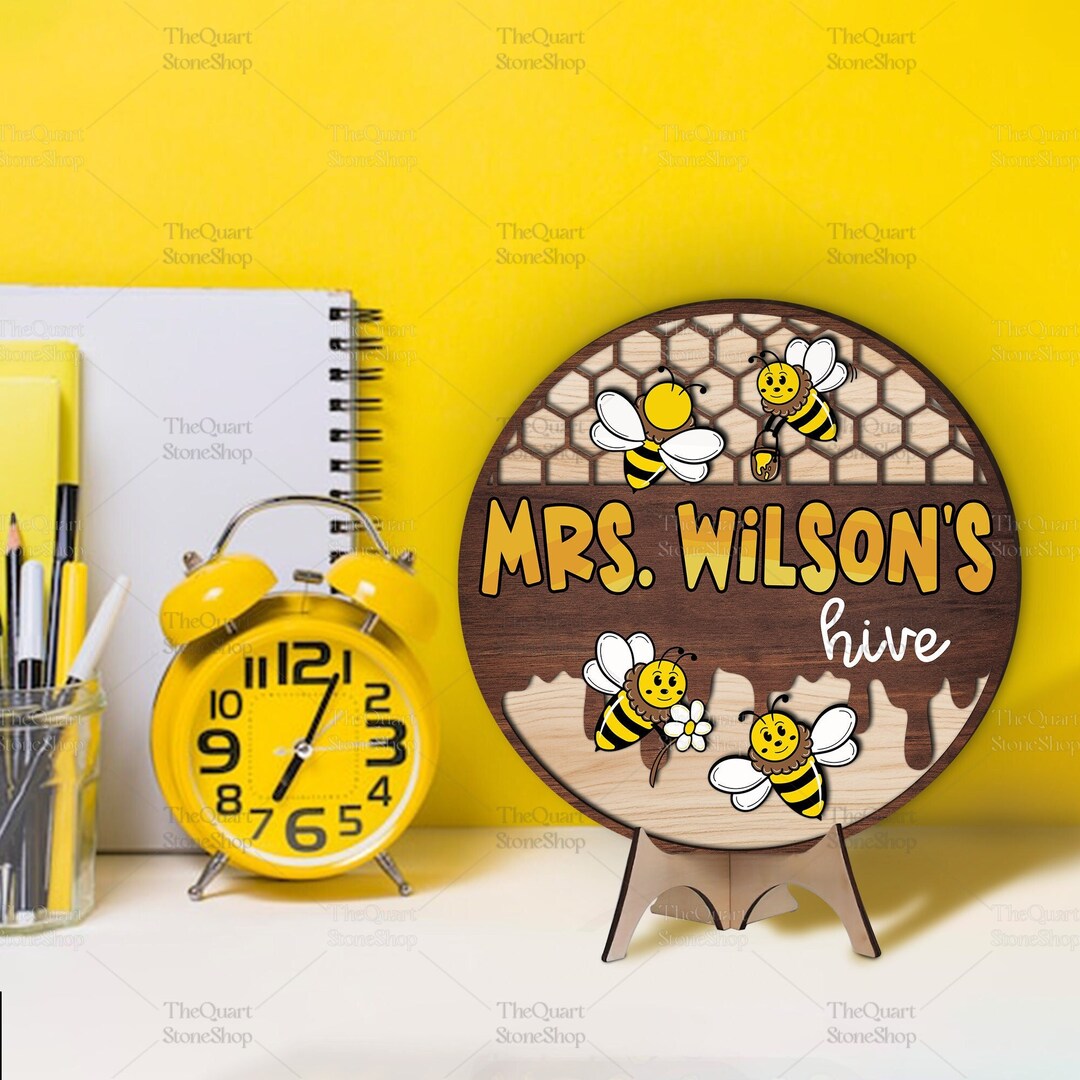 Personalized Bee Teacher Classroom 3D Wood Sign, Custom 2 Layer Art ...