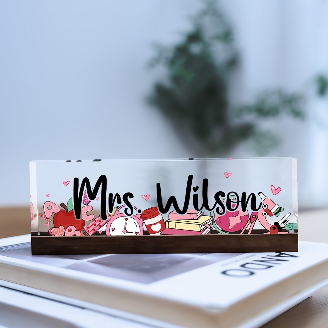 Teacher Appreciation Gift Custom Desk Name Block Plaque, Teacher Vday ...