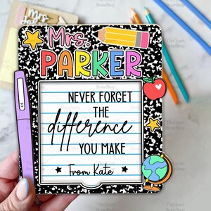 Composition Book Name Teacher Sticky Note Holder, 3 Layered 3D Wood ...