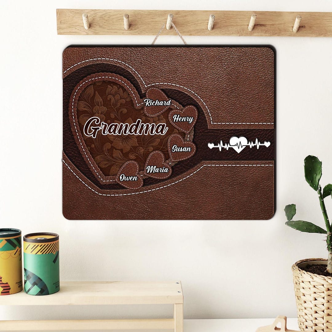 Custom Grandma Heart Wooden Sign, Mother’s Day Gift, Grandma Sign With ...