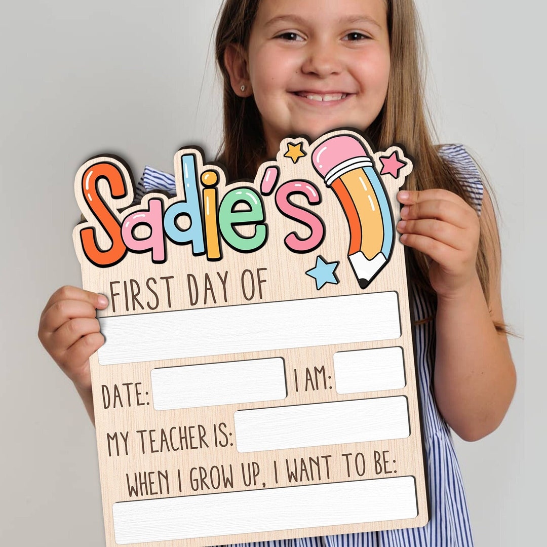 Personalized First Day of School Sign, Custom Reusable Chalkboard Sign ...