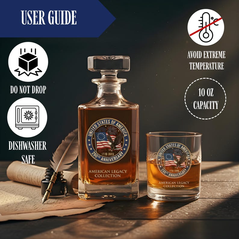 250th Anniversary USA Whiskey Decanter Set, American Legacy 1776-2026 ...