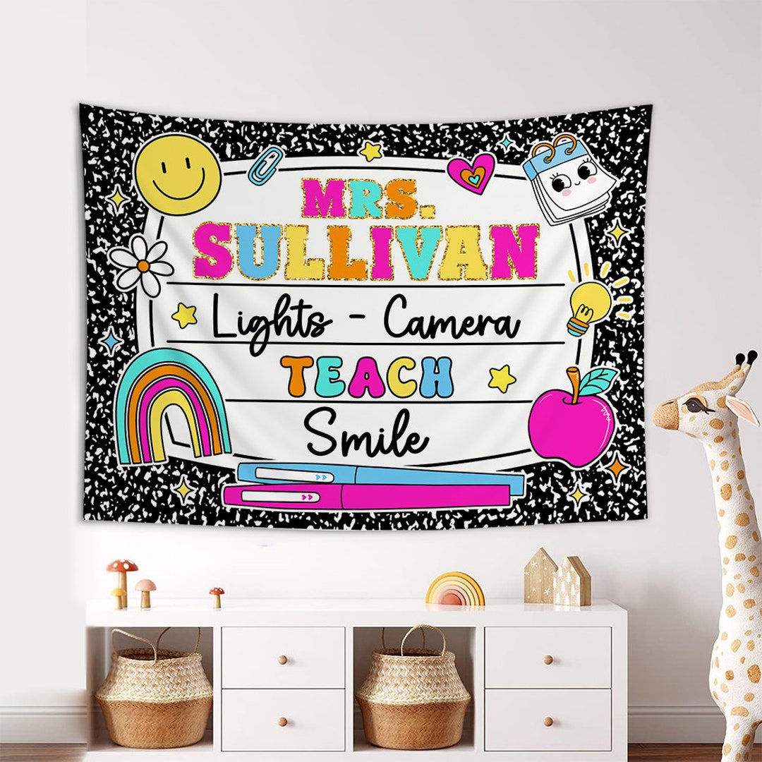 Personalized Teacher Name Classroom Wall Tapestry, Teacher Classroom ...