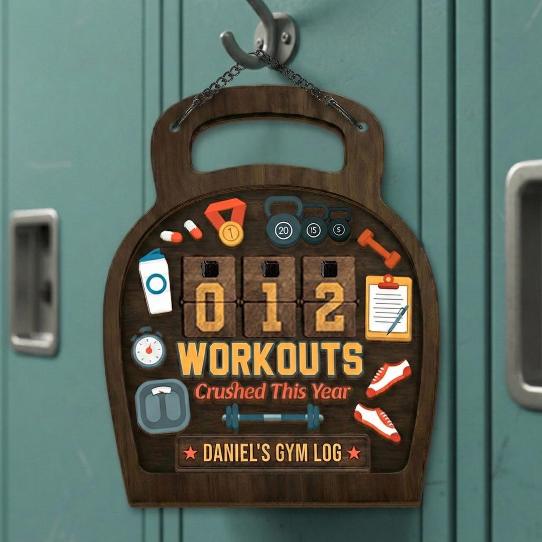Personalized Gym Log Tracker Sign, Custom Workout Crushed This Year ...