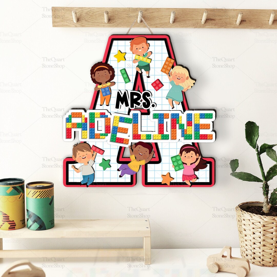 Personalized Teacher Sign Classroom 3D Wood Art, 2 Layer Door Sign for ...