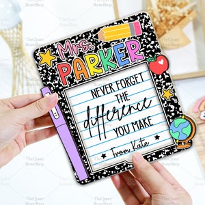 Composition Book Name Teacher Sticky Note Holder, 3 Layered 3D Wood ...