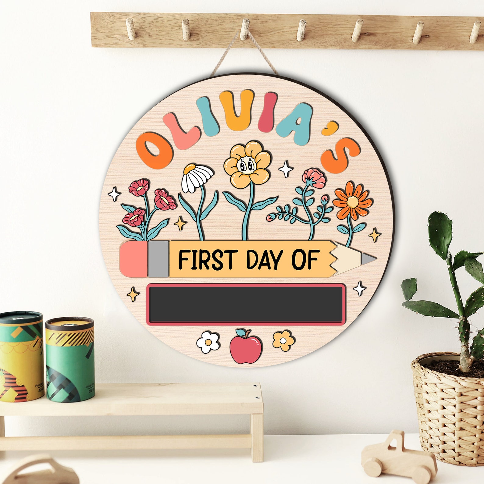 Personalized First Day of School Sign, Custom Reusable Chalkboard Sign ...