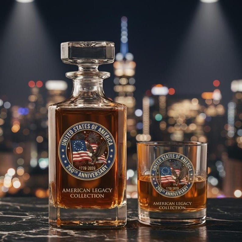 250th Anniversary USA Whiskey Decanter Set, American Legacy 1776-2026 ...