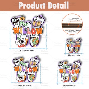 Halloween Classroom 2 Layer Door Sign Decor, Halloween Teacher Name 3D ...