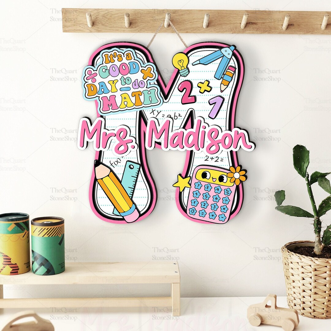 Personalized Math Teacher Classroom 3D Wood Art, 2 Layer Art Piece Door ...