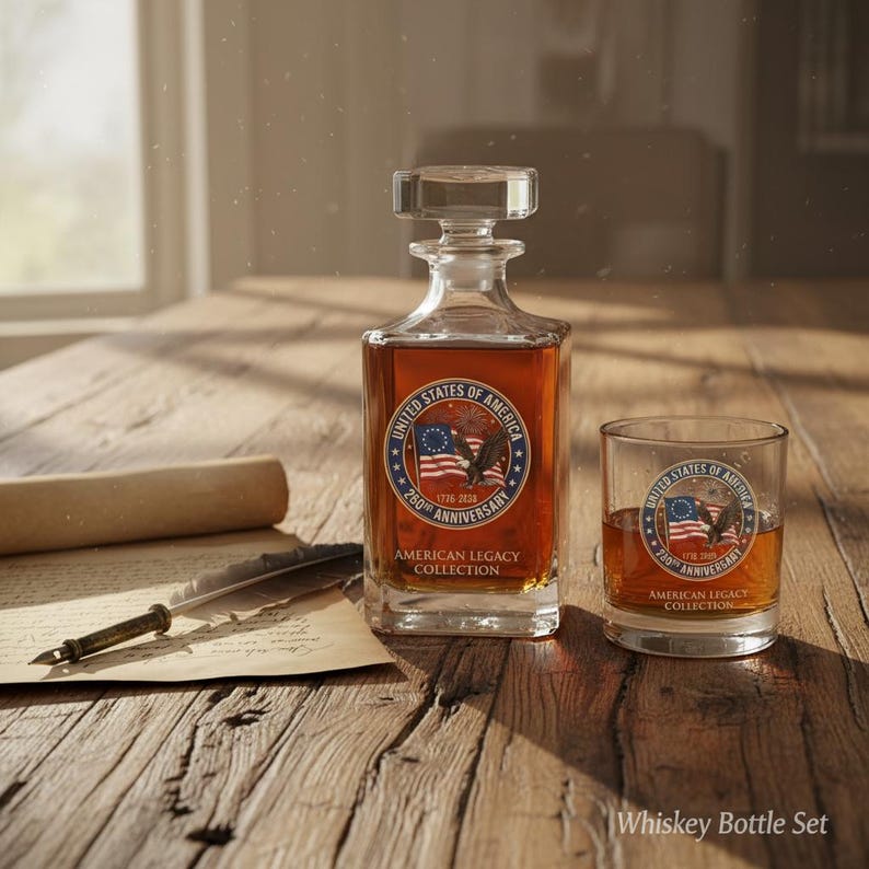 250th Anniversary USA Whiskey Decanter Set, American Legacy 1776-2026 ...