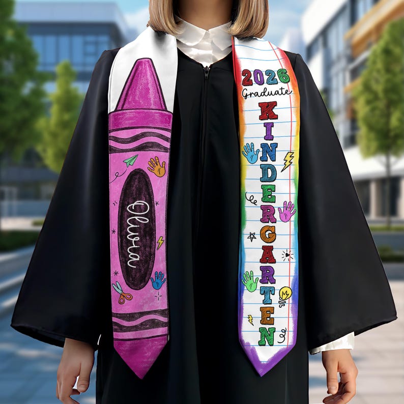 Kid Pencil Graduation Stole, Custom Name Crayon Pre K Grad Sash ...