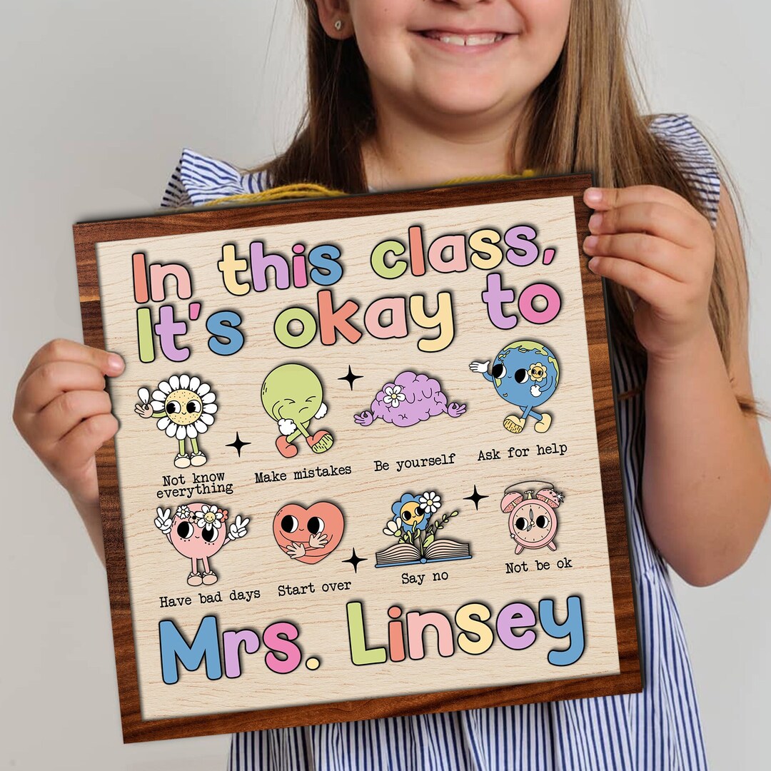 Personalized Classroom 3D Wood Sign, in This Class It's Okay 2 Layered ...