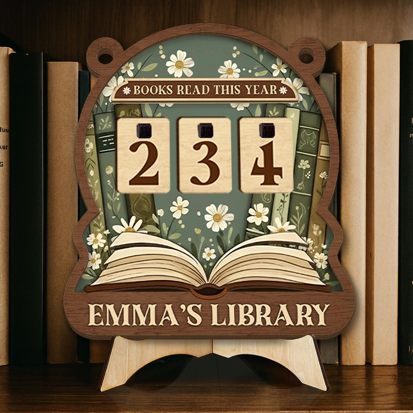 Personalized Daisy Books Read Tracker Sign, Custom Floral Books Read ...