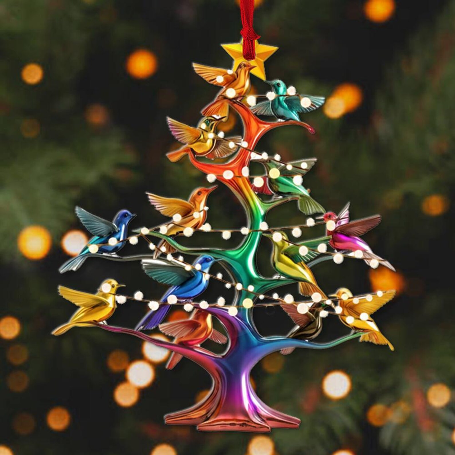 Hummingbird Christmas Tree Ornament 2025, Acrylic Bird Lover Gift for ...