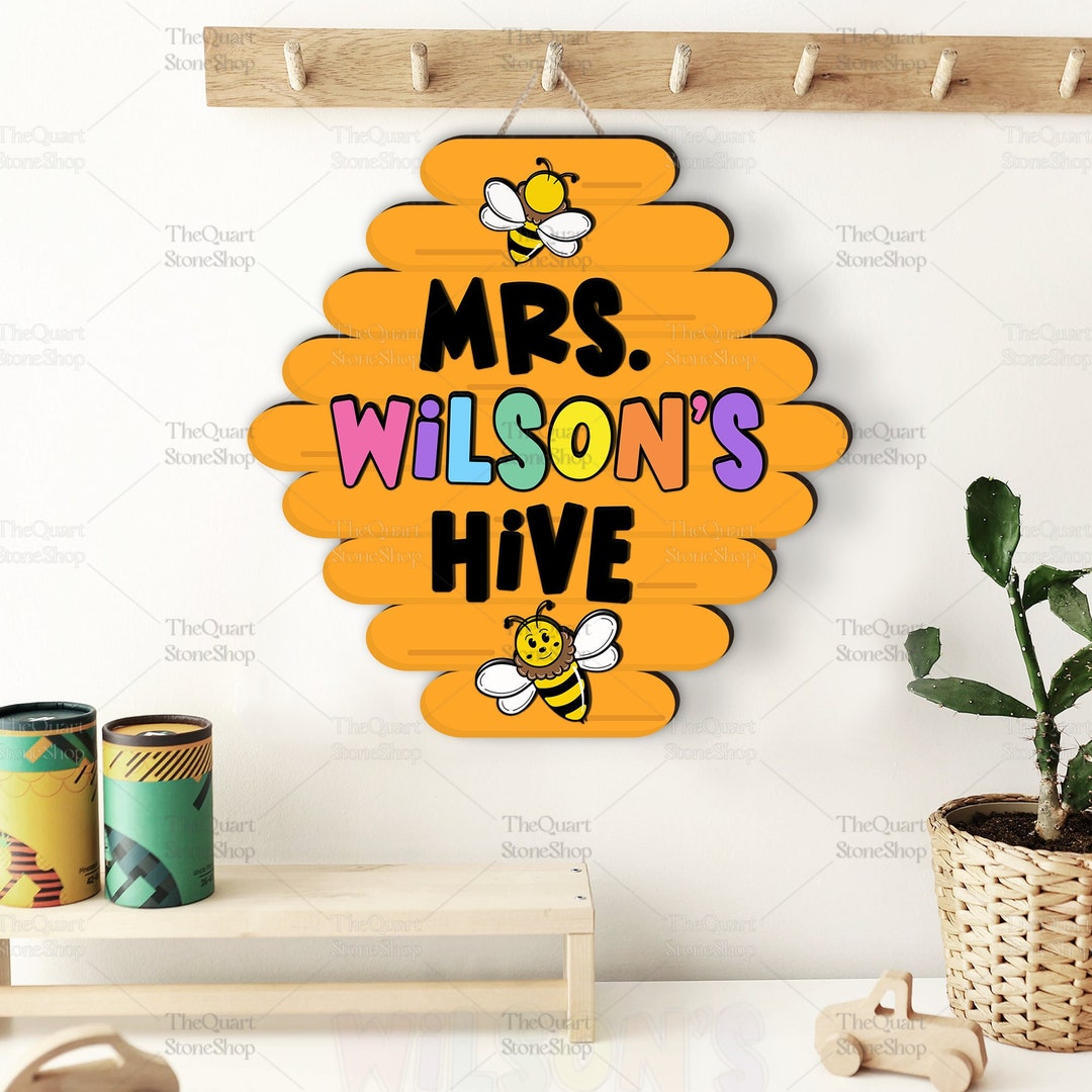 Personalized Teacher Classroom 3D Wood Sign Bee Hive Theme Wooden Sign ...