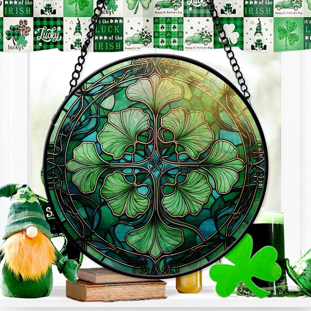 St. Patrick's Day Shamrock Stained Glass Suncatcher, Shamrock Window ...