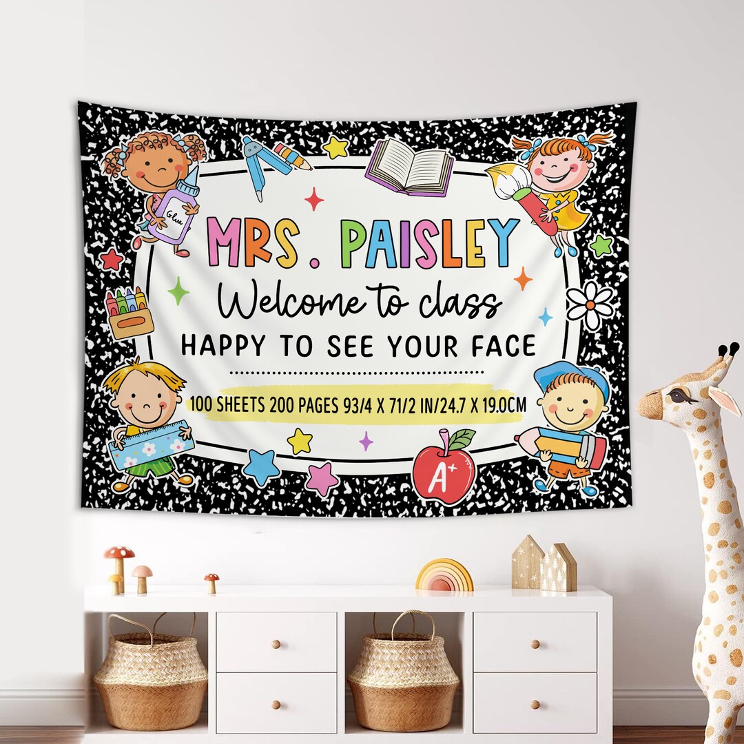 Personalized Teacher Name Welcome Classroom Wall Tapestry, Teacher Name ...