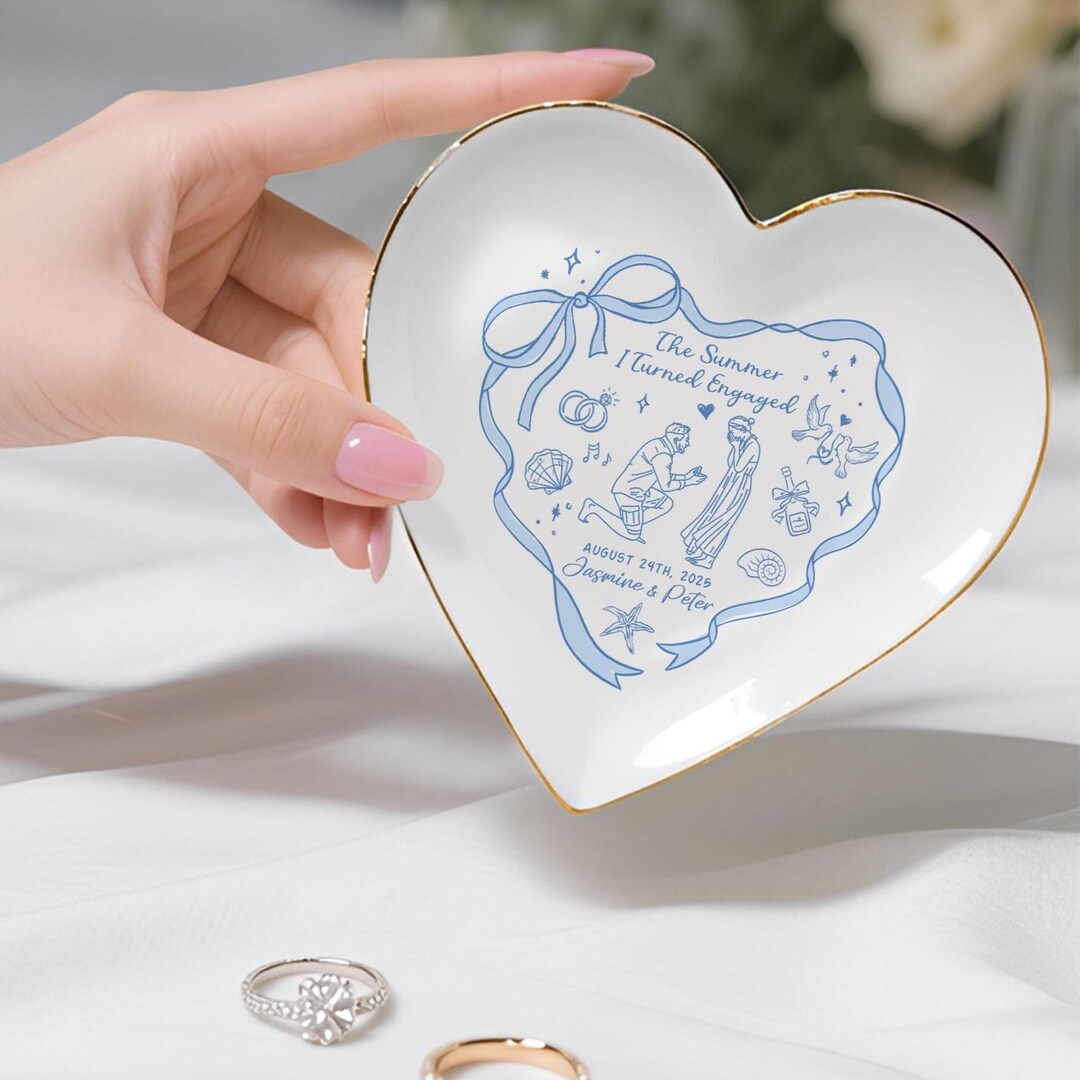 Custom Proposal Portrait Ring Dish, Gift for Her, Engaged Jewelry Tray ...