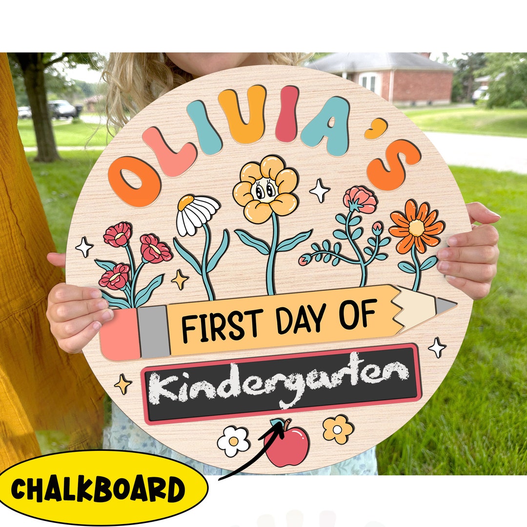 Personalized First Day of School Sign, Custom Reusable Chalkboard Sign ...