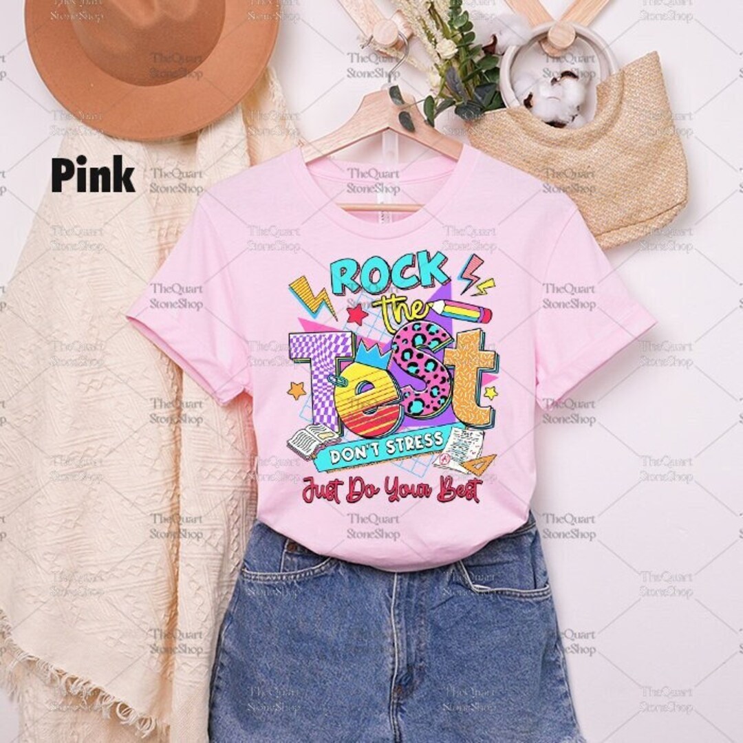 Retro Teacher Shirt Test Day Rock The Test Dont Stress Do Your Best