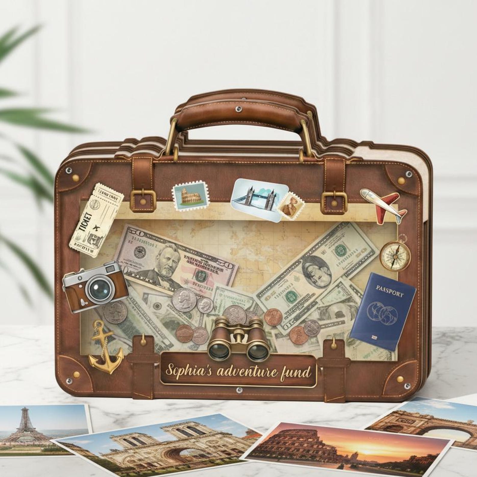 Custom Adventure Fund Piggy Bank, Money Box Vacation Fund Travel Lover ...