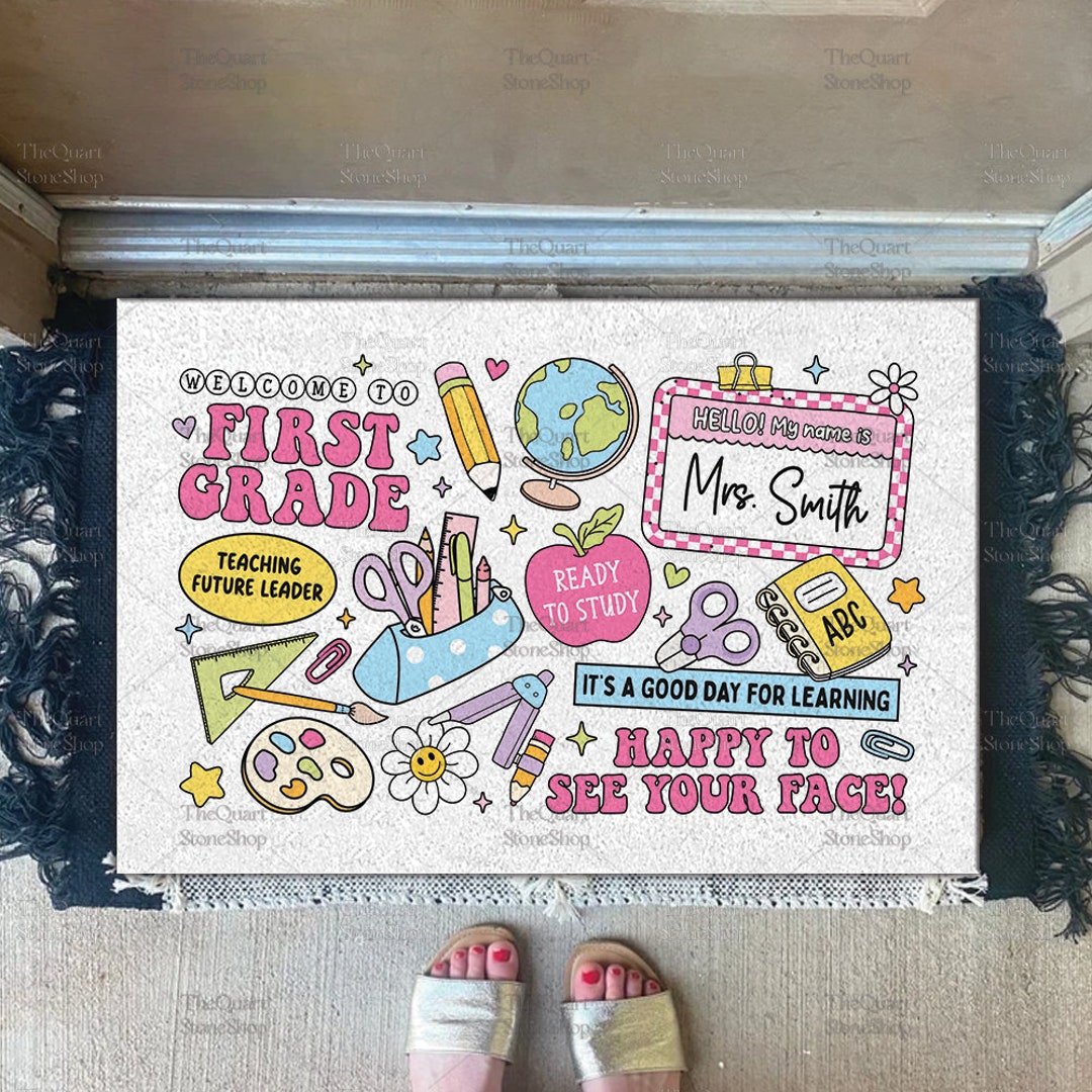 Custom Teacher Welcome Mat, Personalized Classroom Doormat, Back to ...