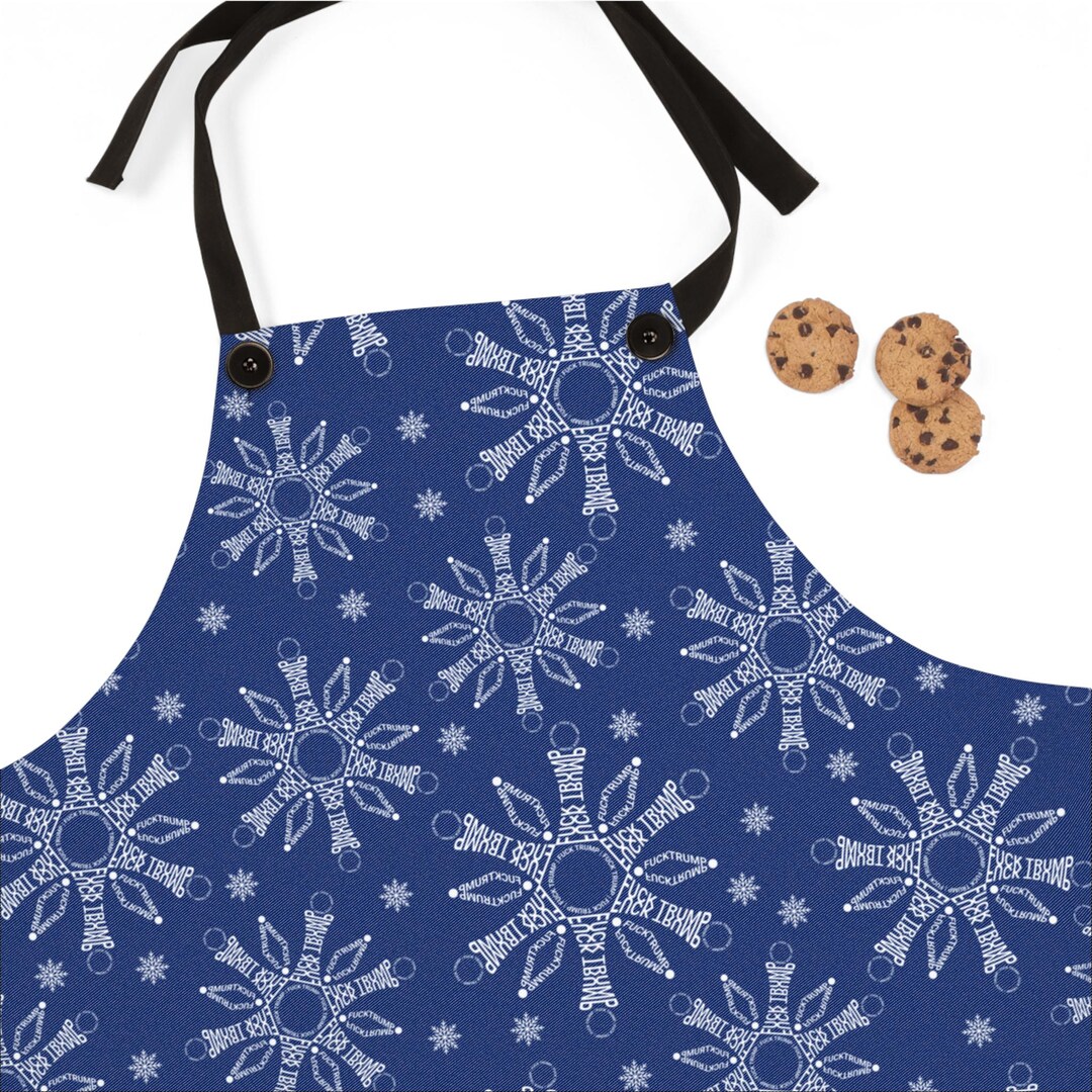 Subtle F*ck Trump Blue Snowflake Apron, Winter Cooking Accessory ...