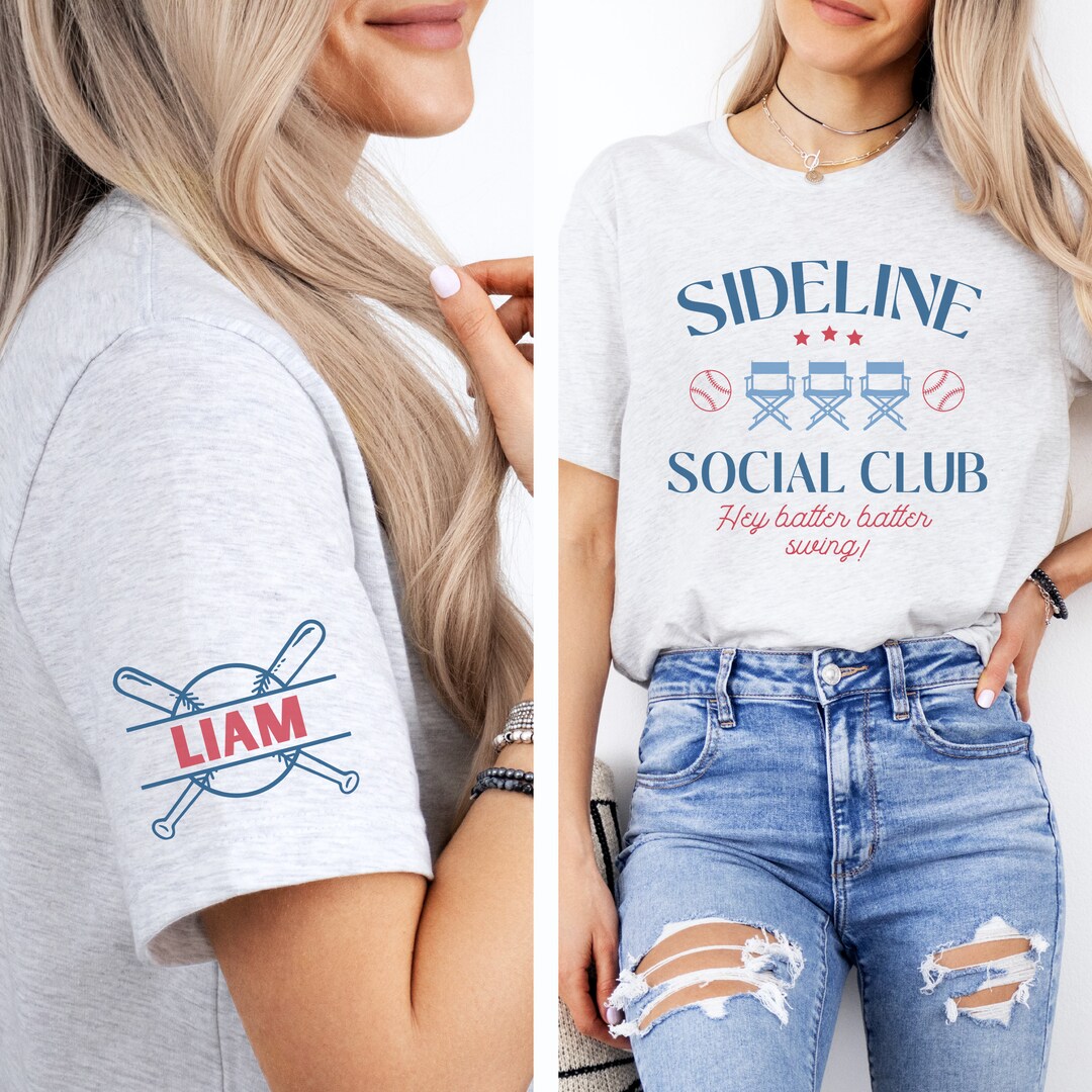 CUSTOM Sideline Social Club Baseball Shirt, Personalized Kids Name ...