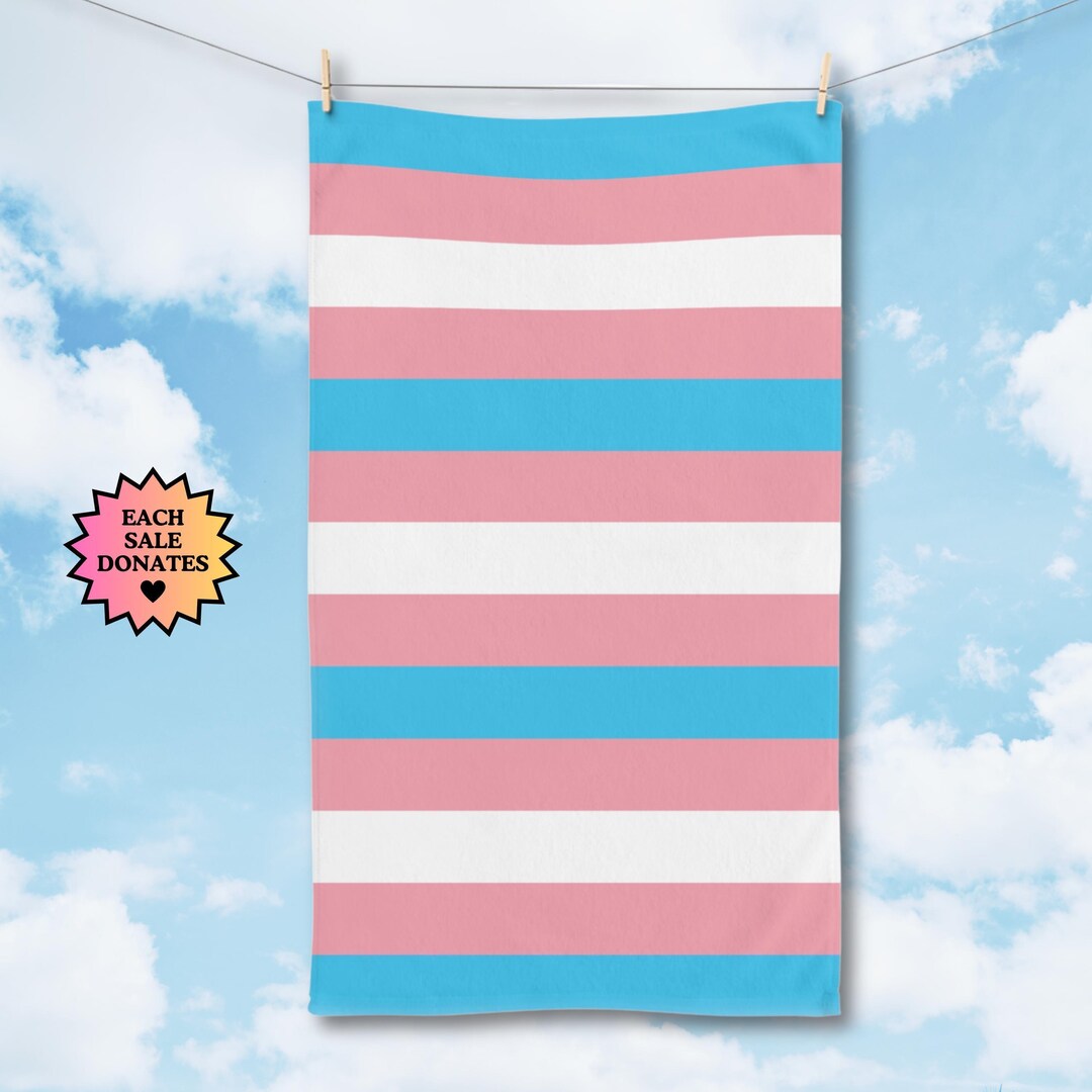 Trans Flag Hand Towel, LGBTQ Home Decor, Pride Month Kitchen Bath Towel ...